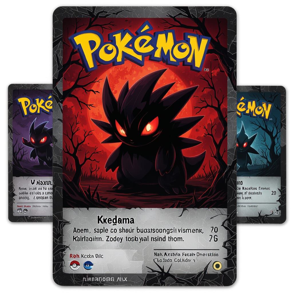 Ominous Pokemon Card in Dark Futuristic Style - AI Art