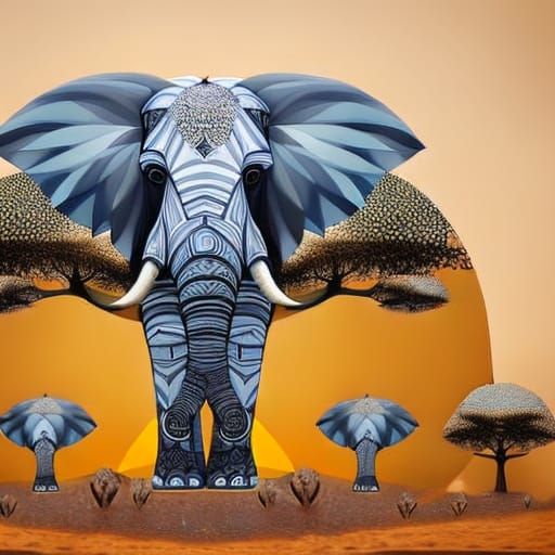 PATTERNED ABSTRACT ELEPHANT - AI Generated Artwork - NightCafe Creator