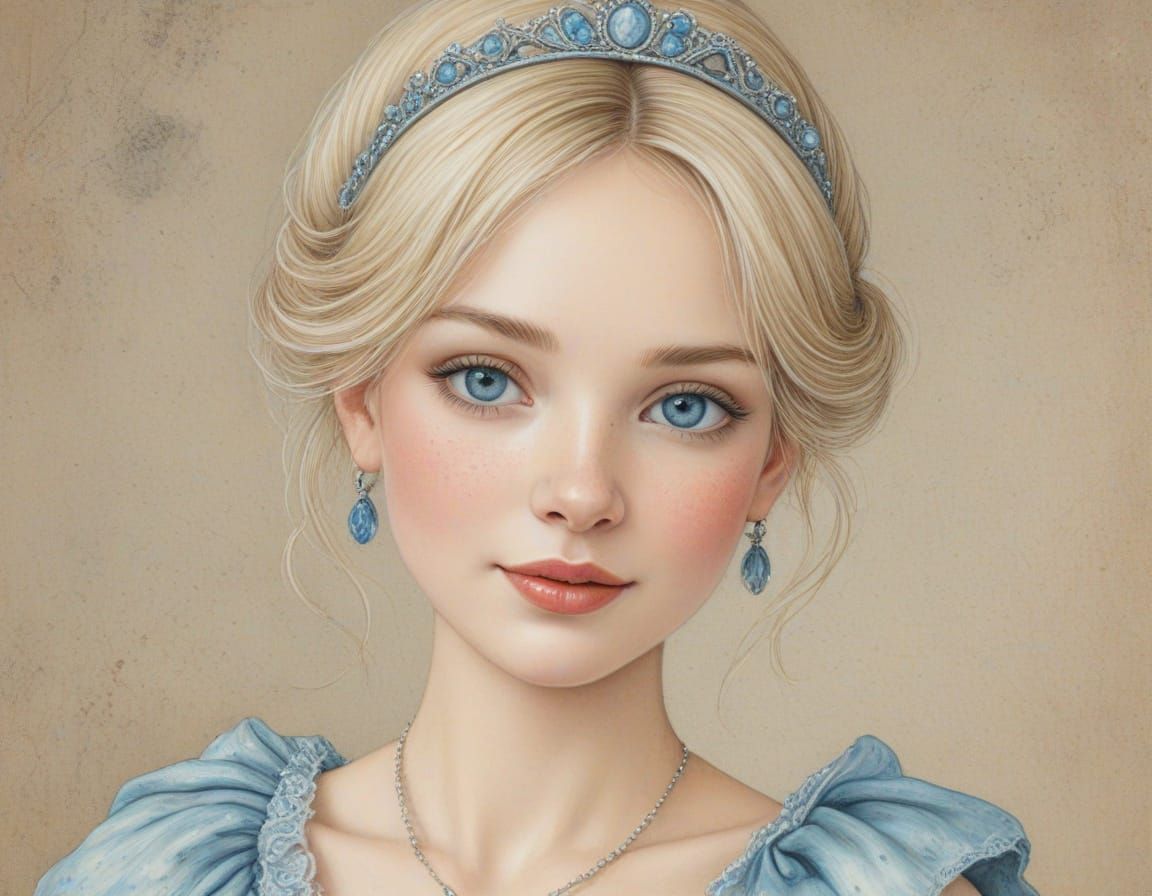 Cinderella - Whimsical Cinderella Portrait in Abstract Art ...