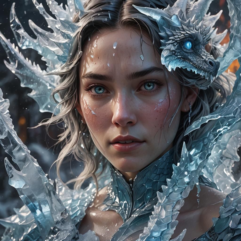 The incredible ice woman with her ice dragon - AI Generated Artwork ...