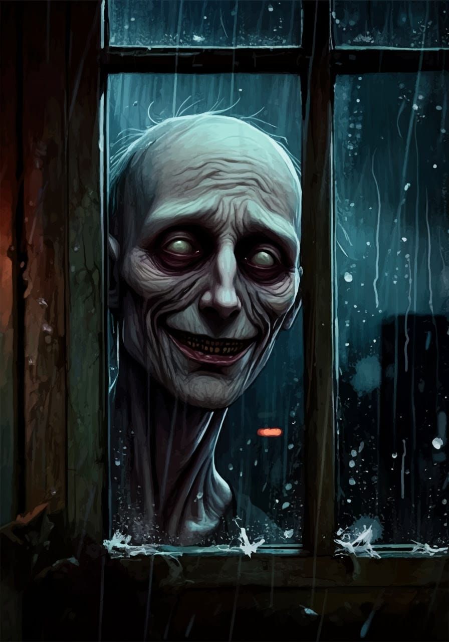 Ethereal Horror Figure Emerges from Darkened Windo... - AI Art