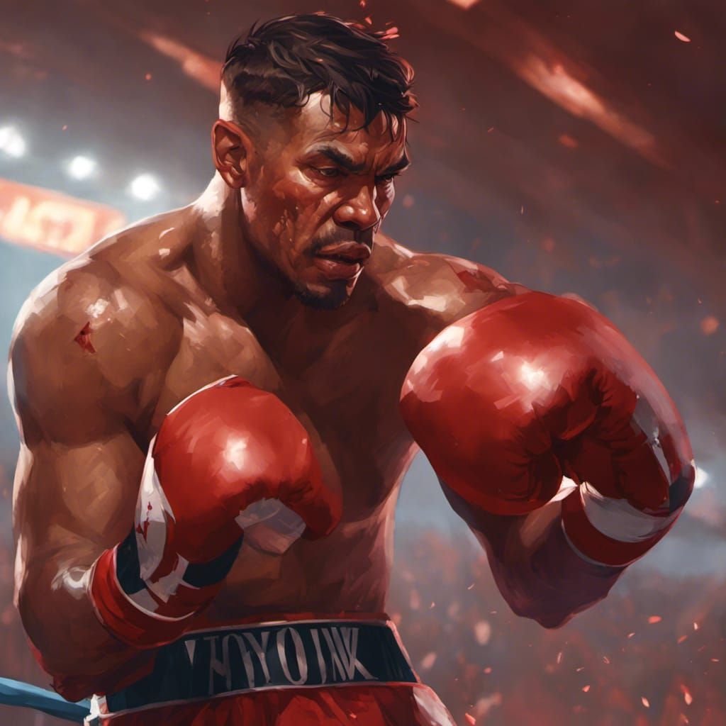 Injured Boxer Gives Thanks: Hyperdetailed Portrait - AI Art