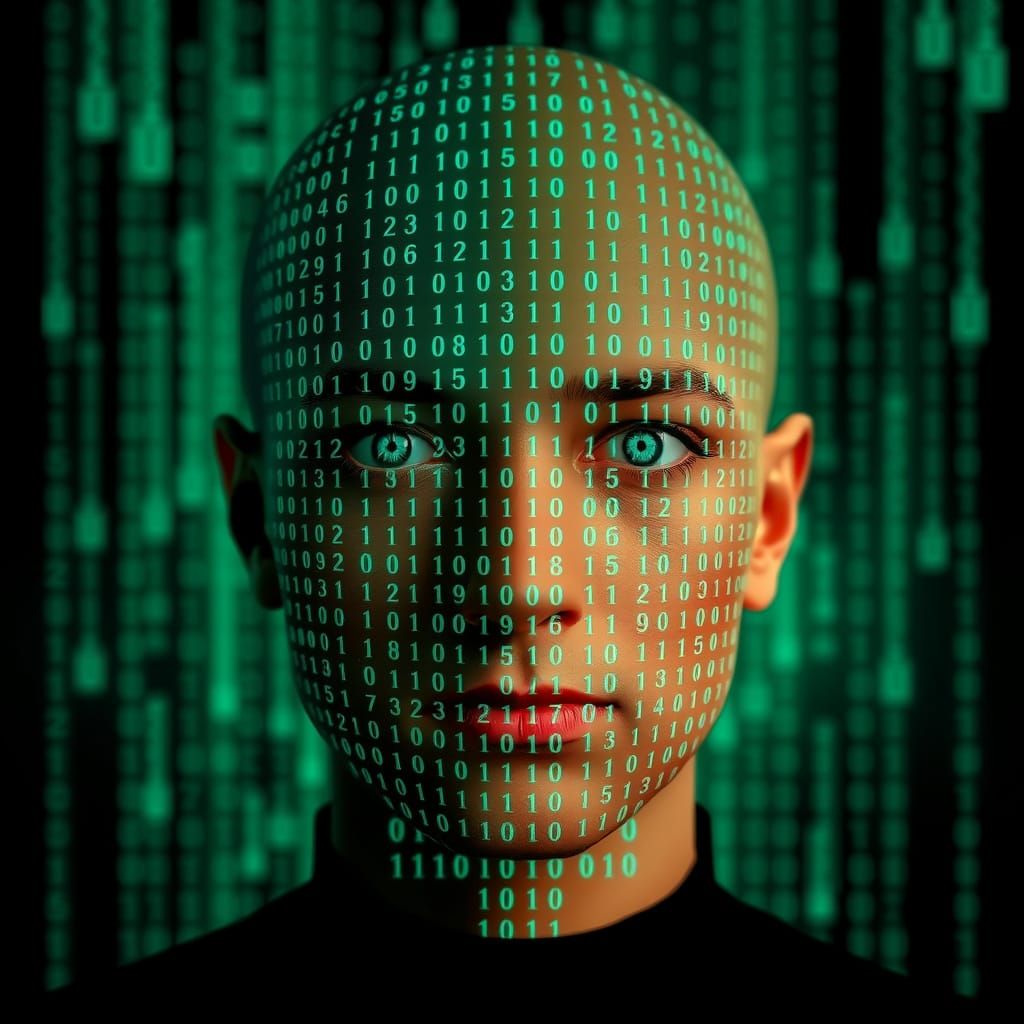Matrix code program face shape. - Cyberpunk Programmatic Por...