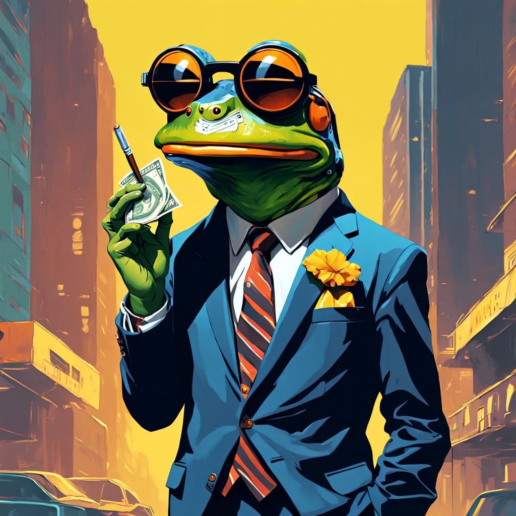 Confident Frog in Bold Pop Art Style - AI Art