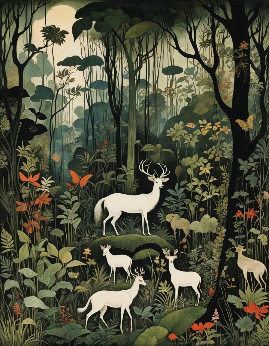 Animals in the jungle Kay Nielsen, Arthur Rackham and Paul Klee - AI ...