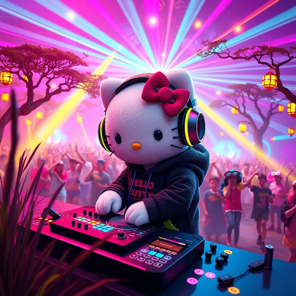 DJ Hello Kitty in the house! - Vibrant Hello Kitty DJ Perfor...
