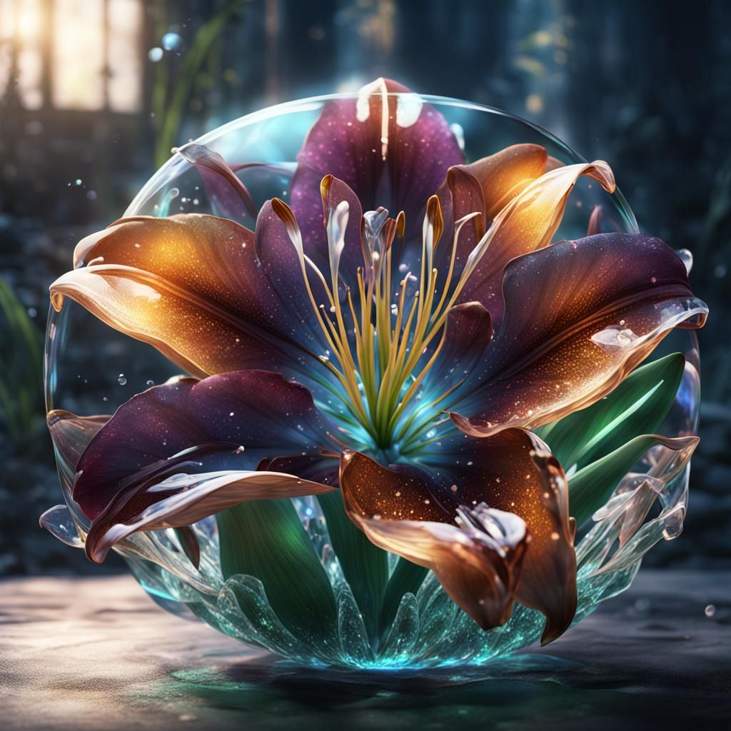 glass crystal lily flower - AI Generated Artwork - NightCafe Creator
