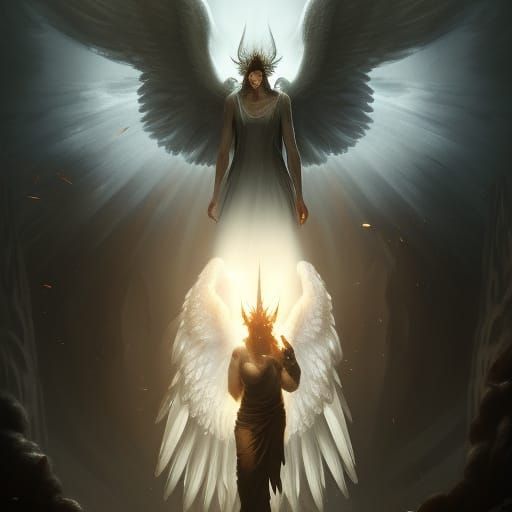 lucifer as an angel in heaven - AI Generated Artwork - NightCafe Creator