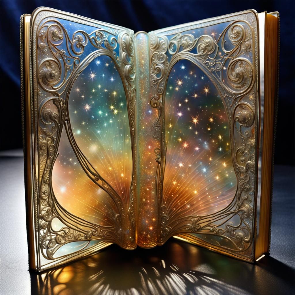 stunning huge transparent glass open book sparkly beautiful on ...