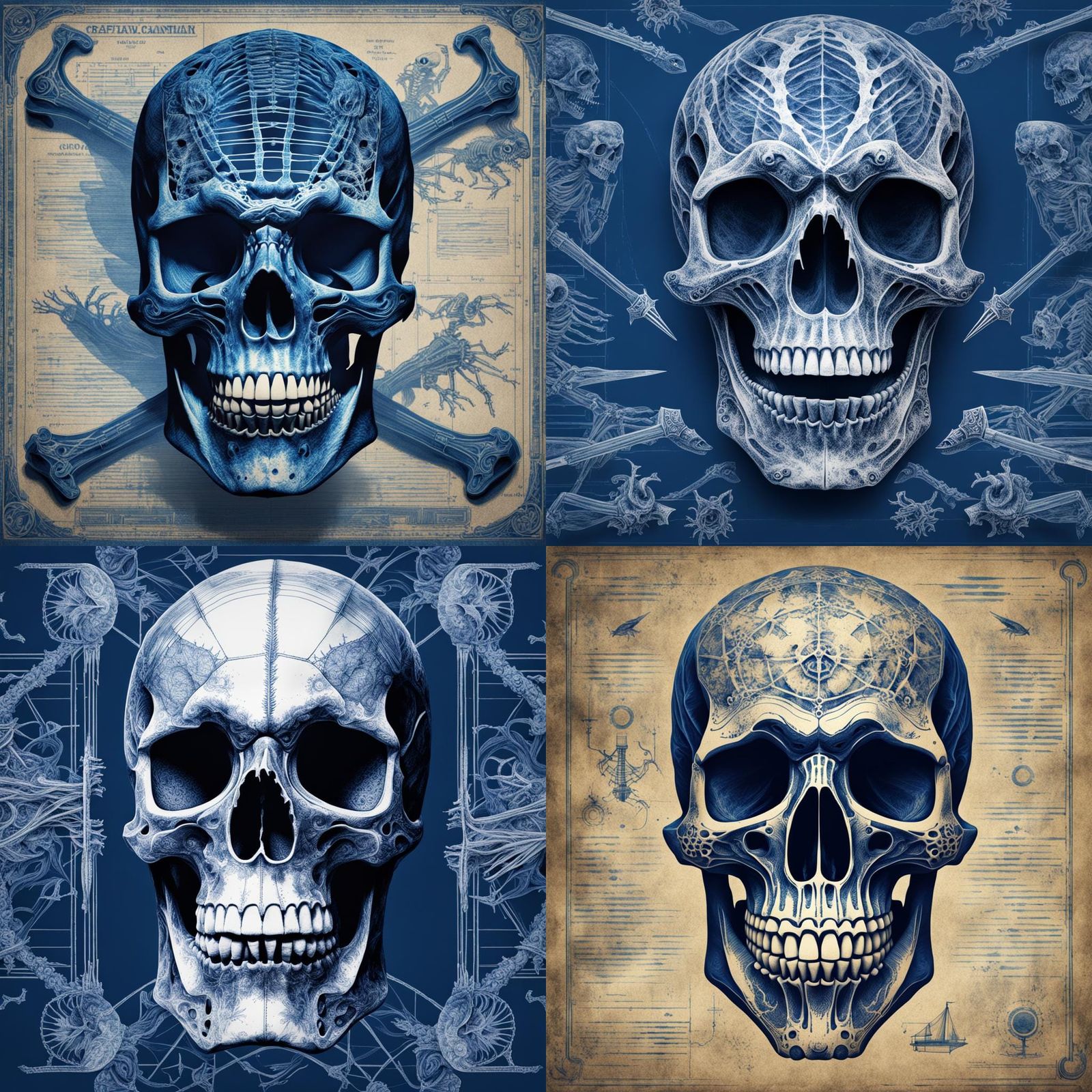 Craft a conceptual schematic of dark Scary piranha skeleton Ghost ...