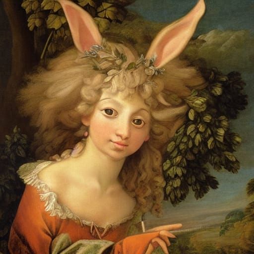 Grotesque Rabbit Wields Oversized Carrot Shield in... - AI Art