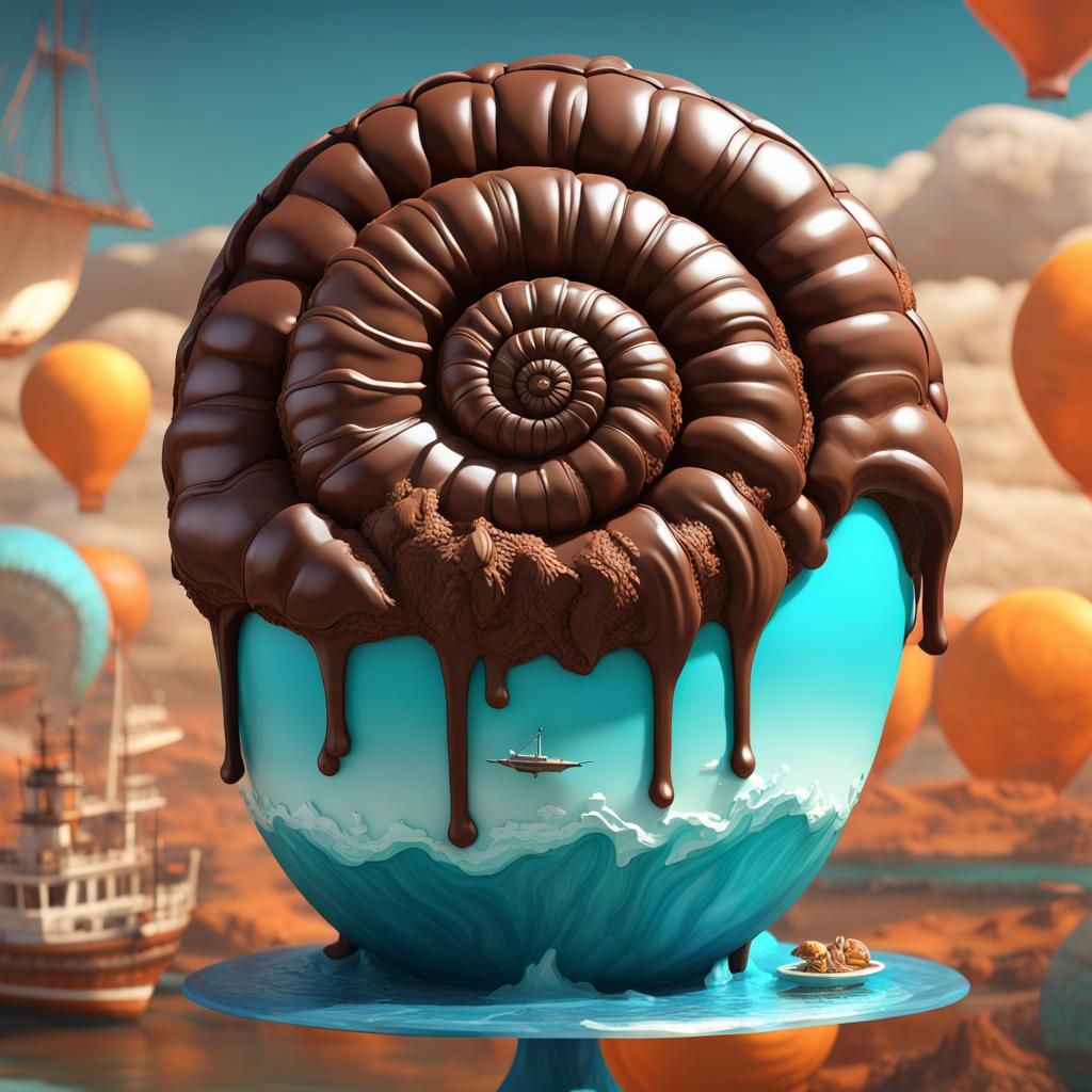 chocolate cake ammonite 2 - AI Generated Artwork - NightCafe Creator