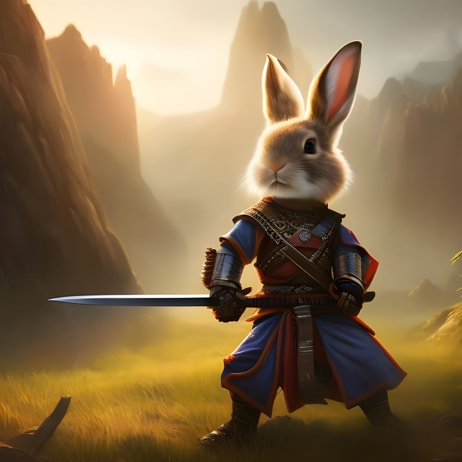 Samurai rabbit in fighting pose - AI Generated Artwork - NightCafe Creator