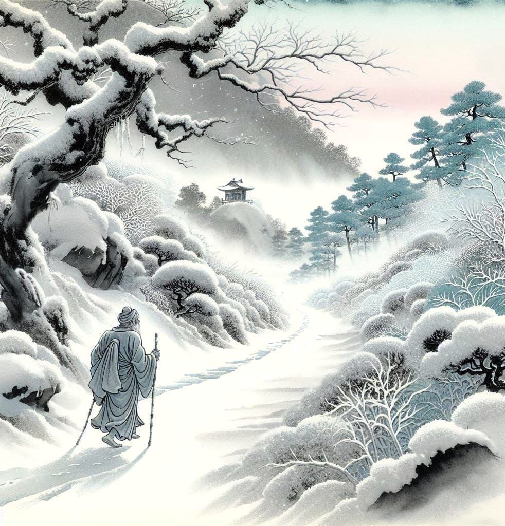 Traveler. Japanese sage walking to the shrin.