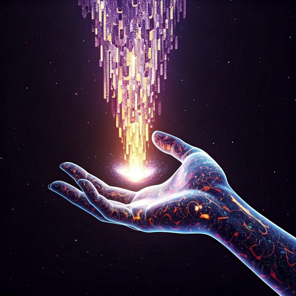 Ethereal Hand Holds a Galaxy in Cosmic Splendor - AI Art
