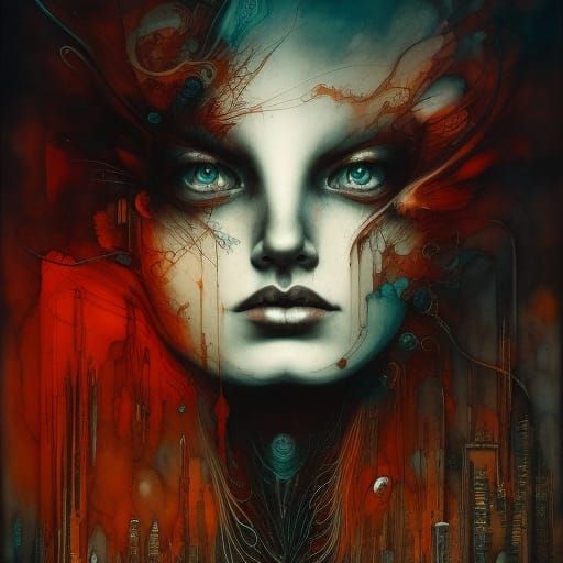 Row of buildings: single point perspective: ink flow: 8k resolution ...