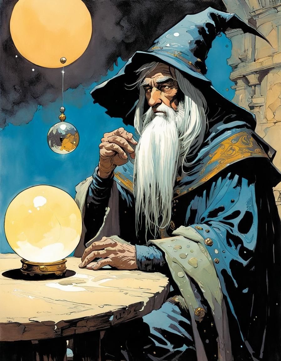 A Wizard Pondering His Orb - AI Generated Artwork - NightCafe Creator