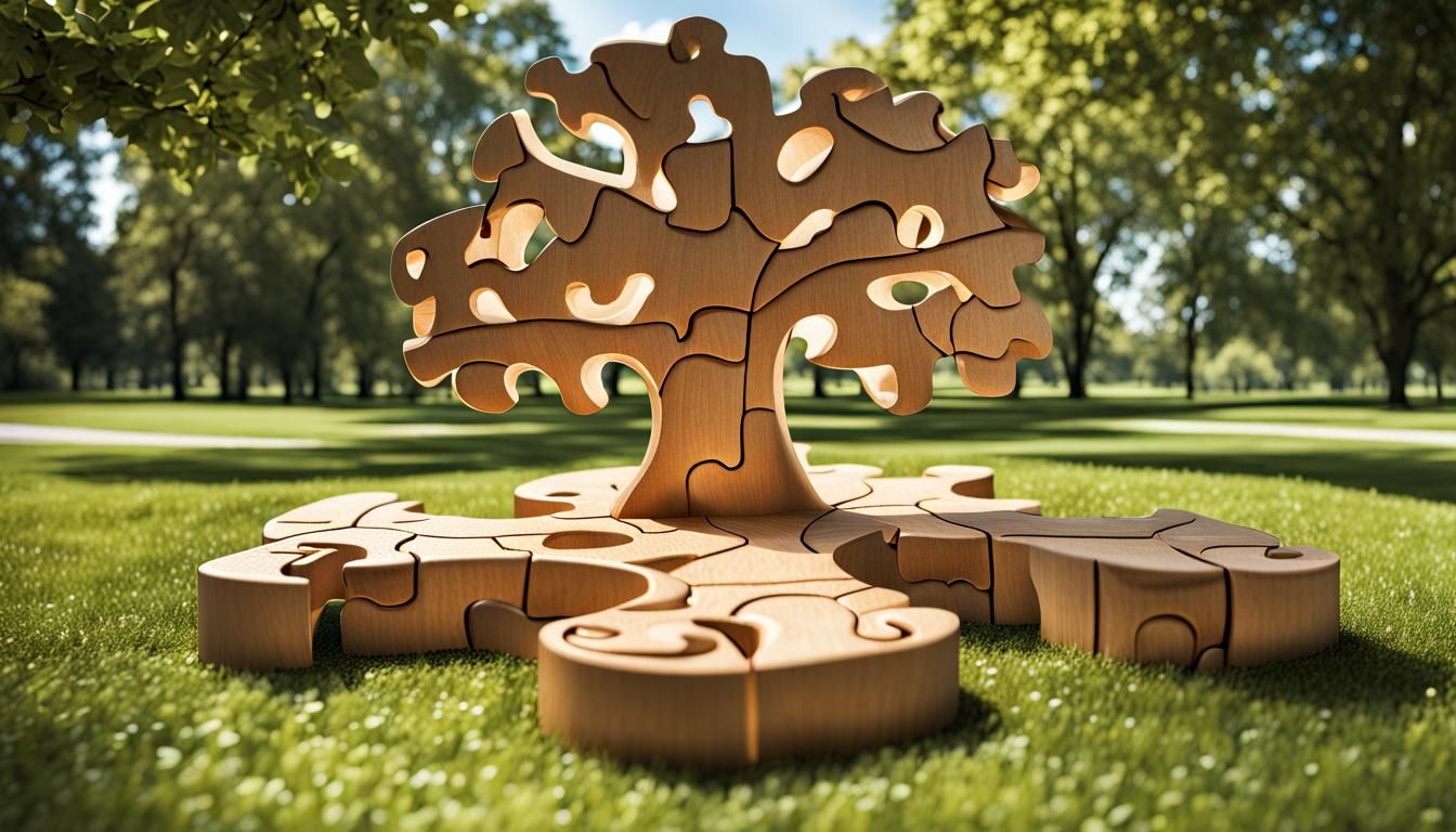 Close Up Jigsaw Tree In A Park - AI Generated Artwork - NightCafe Creator