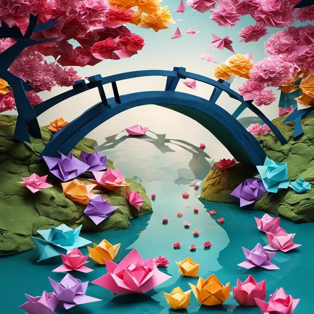 Origami Bridge ~ Landscape - AI Generated Artwork - NightCafe Creator