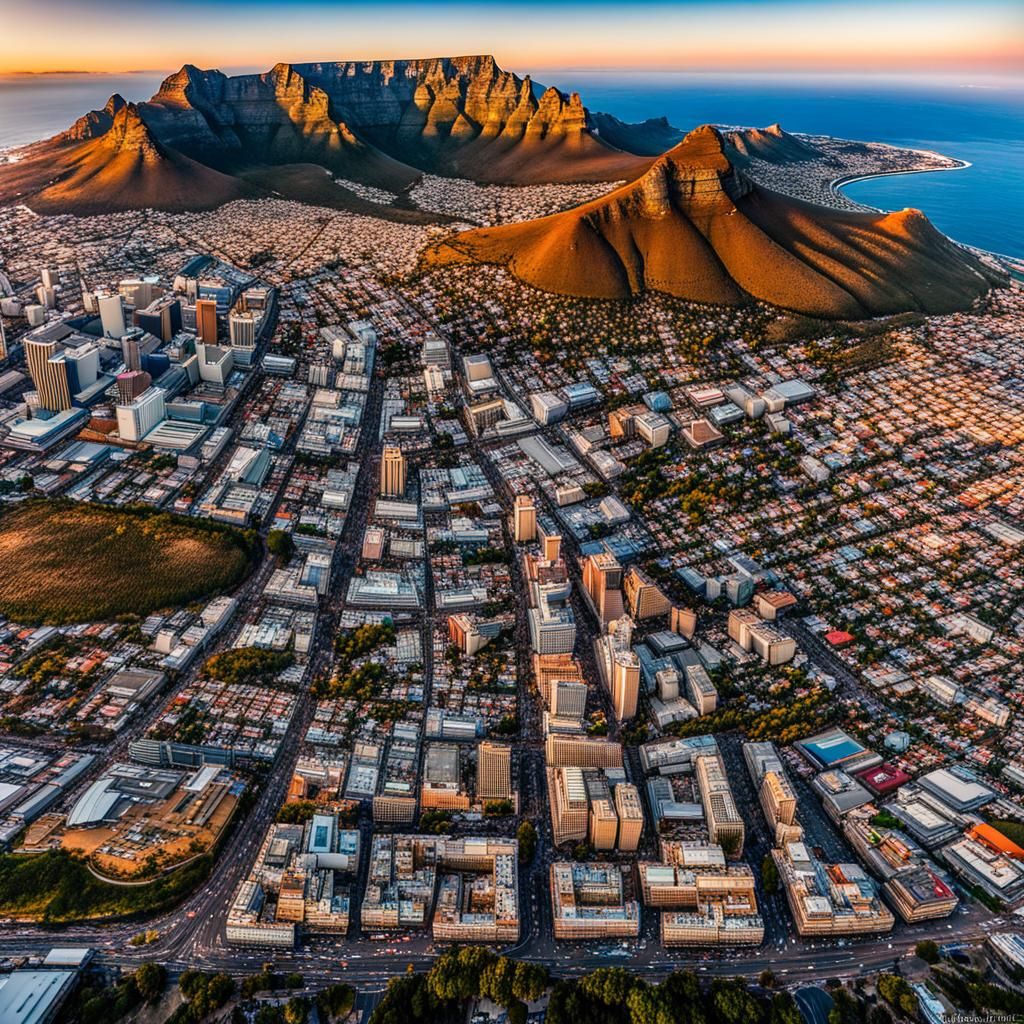 A cityscape from a bird’s eye view of Cape Town - AI Generated Artwork ...