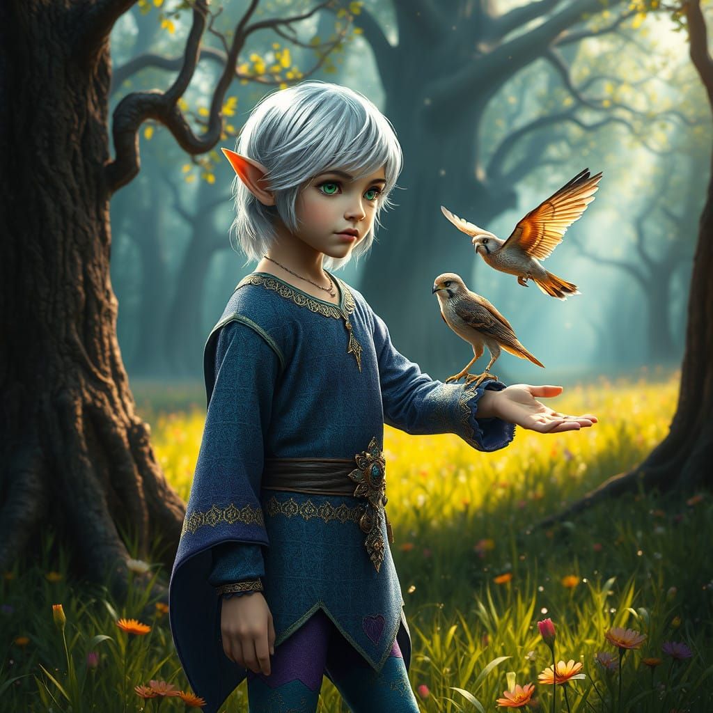 A little elf prince with his Falcons