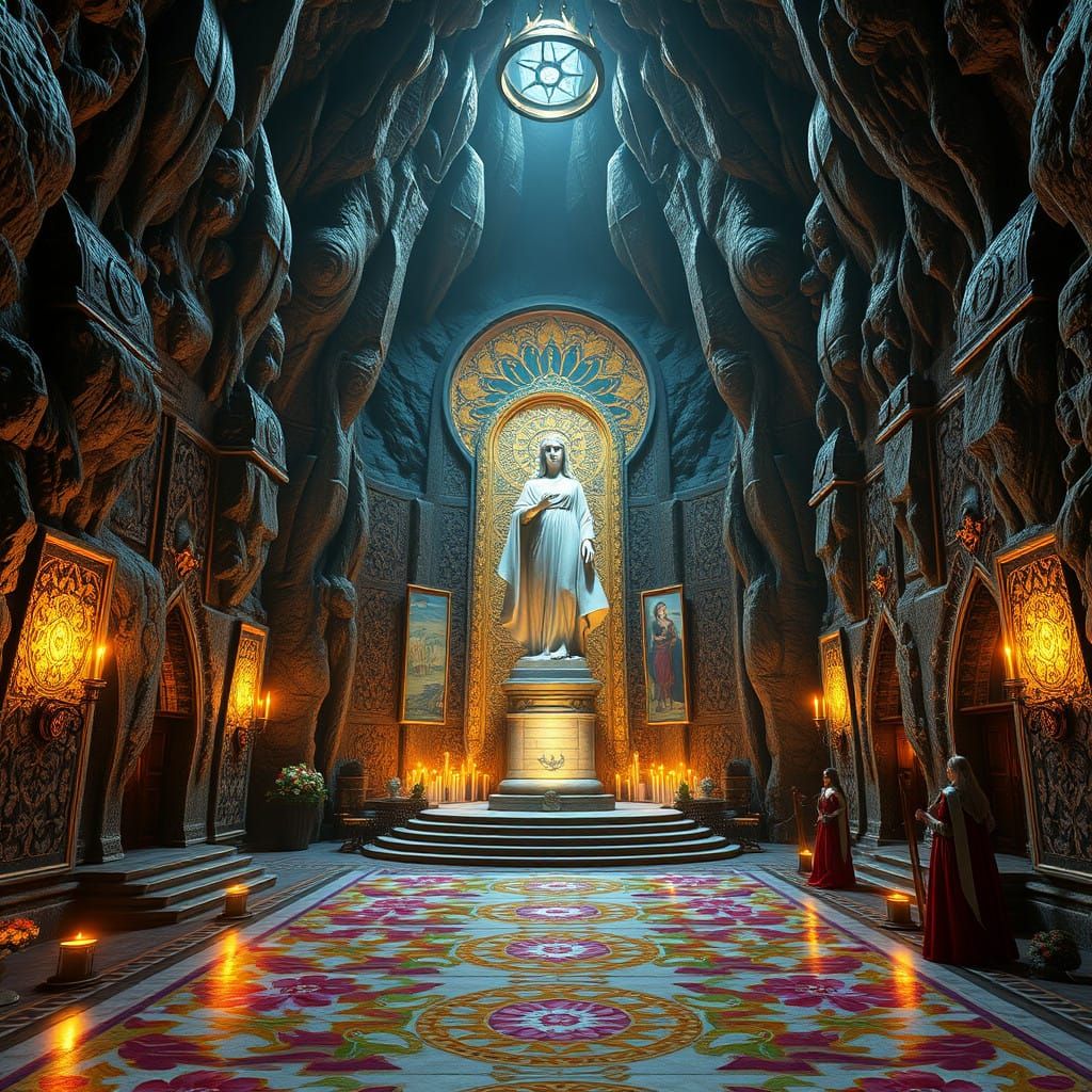 Ethereal Temple of Dibella in Markarth Cliffs - AI Art