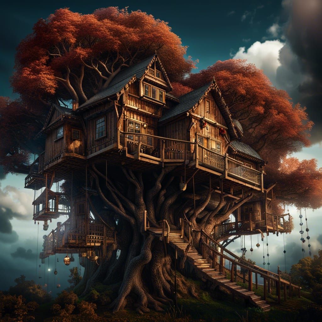 High Tree Houses - AI Generated Artwork - NightCafe Creator