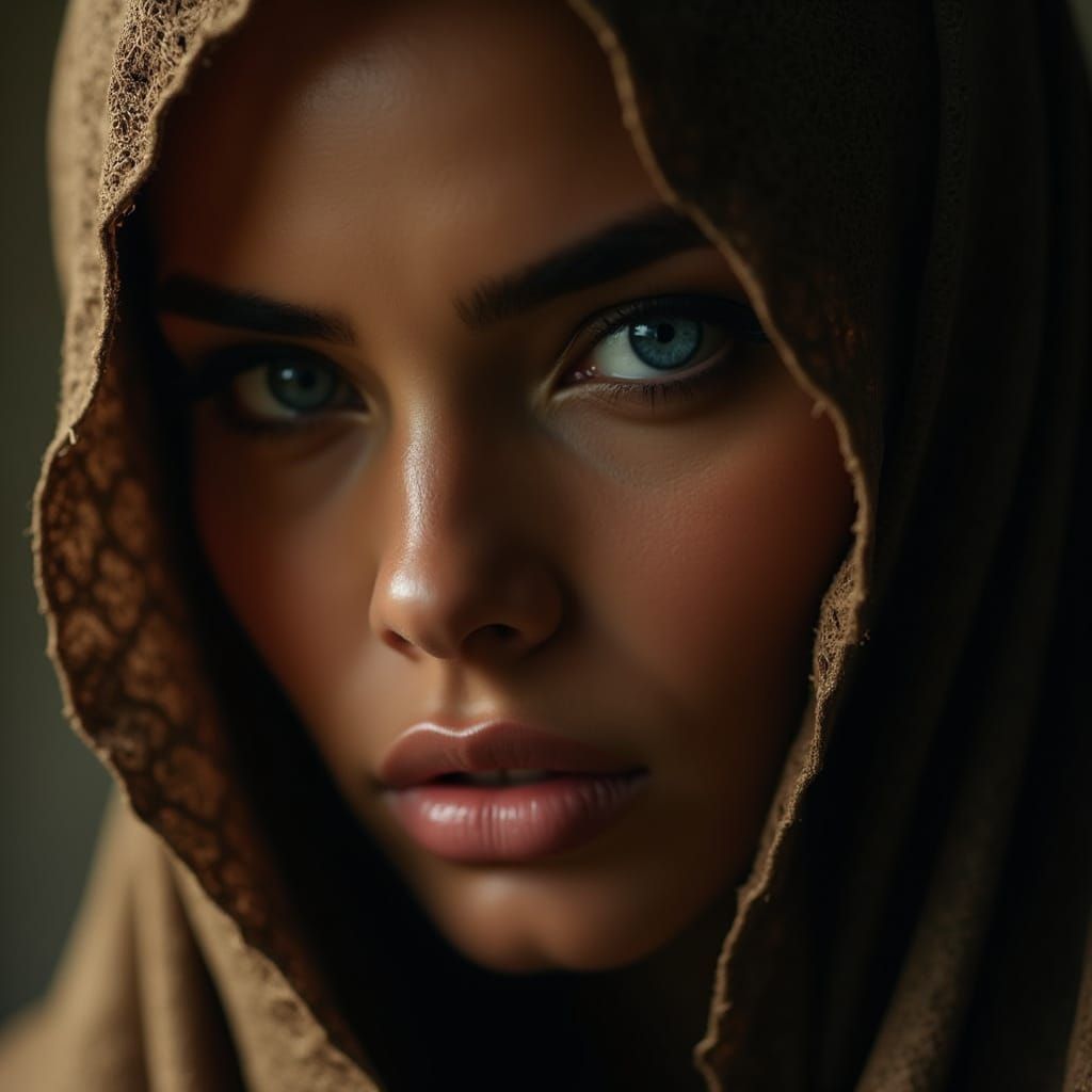 Enigmatic Brown Skinned Woman in Cinematic Lightin... - AI Art