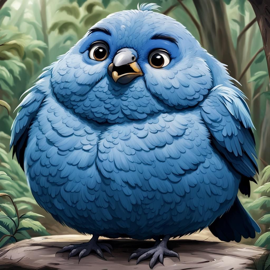 A big old fat bird thats blue and cute - AI Generated Artwork ...