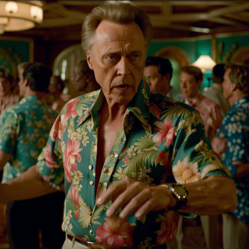 Christopher Walken in floral print shirt dancing - AI Generated Artwork ...