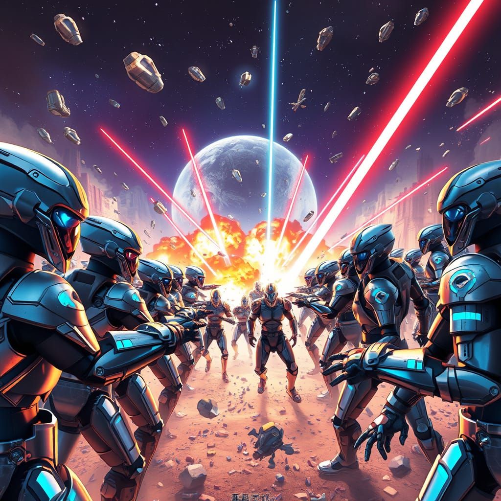 Epic Battle Between Alien and Human Armies in Futu... - AI Art