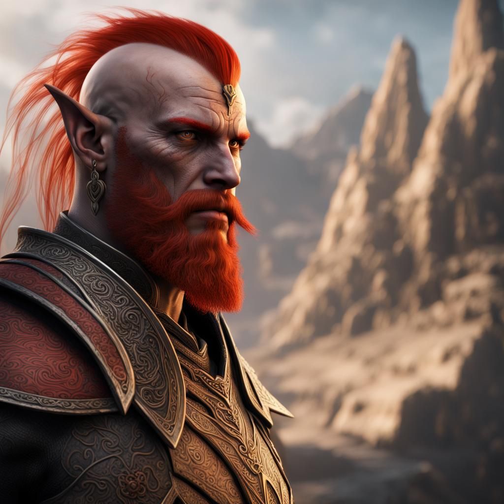 Dunmer male, Redoran berserker. Part of a set experimenting with the ...