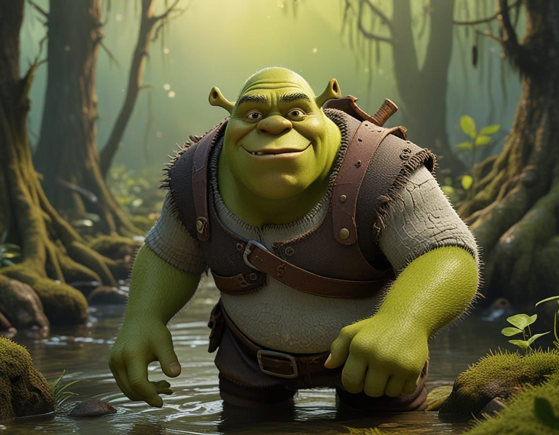 Pixar-Inspired Shrek Concept Art in Vibrant 3D Dig... - AI Art