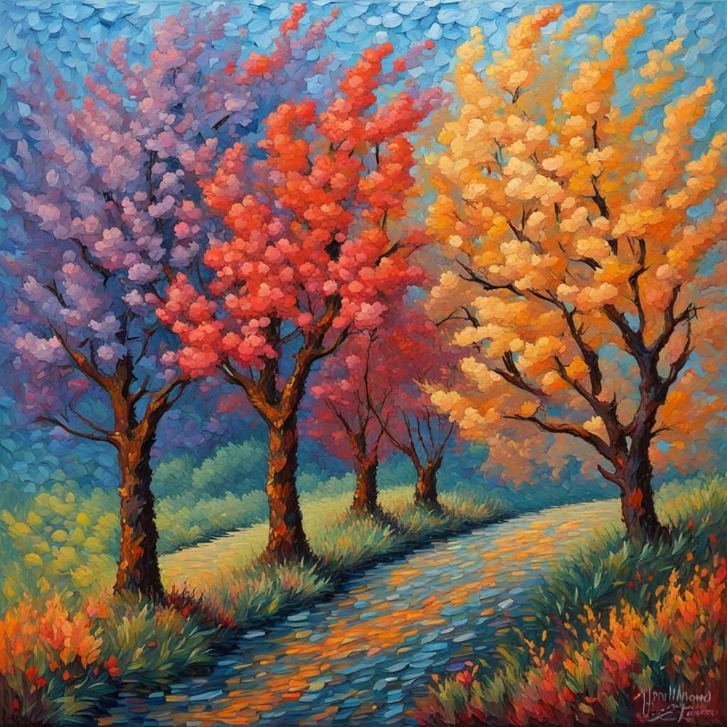 Colorful Pretty Trees - AI Generated Artwork - NightCafe Creator