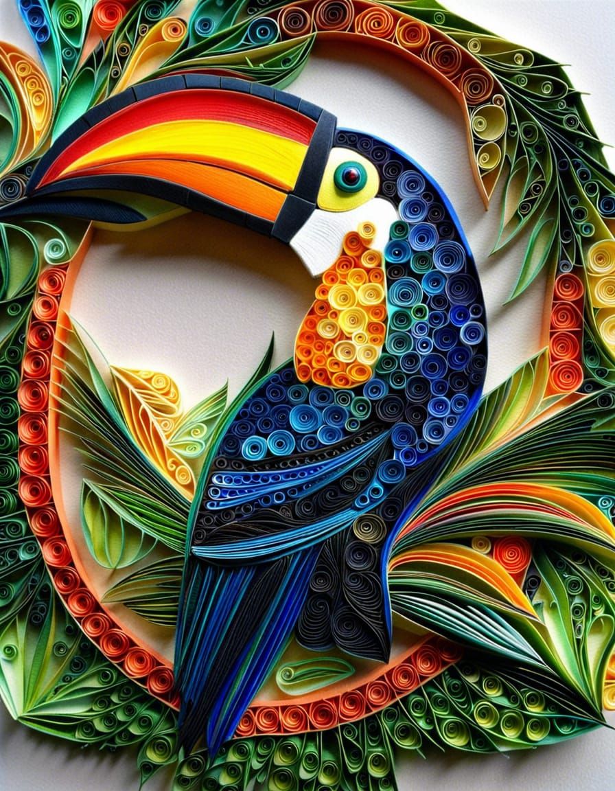 Paper quilling tucan - AI Generated Artwork - NightCafe Creator