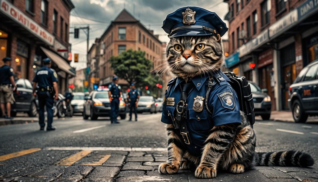 cat cop on duty - AI Generated Artwork - NightCafe Creator