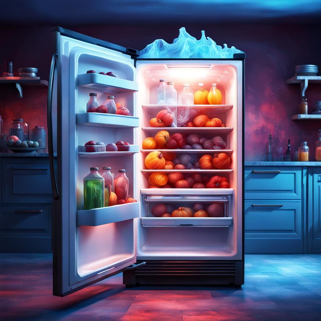 Fancy refrigerator haunted by a demonic ice ghost - AI Generated ...