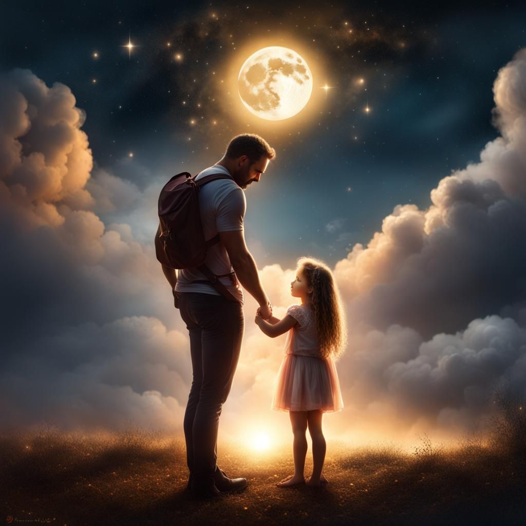 Magical Father-Daughter Moment - AI Generated Artwork - NightCafe Creator