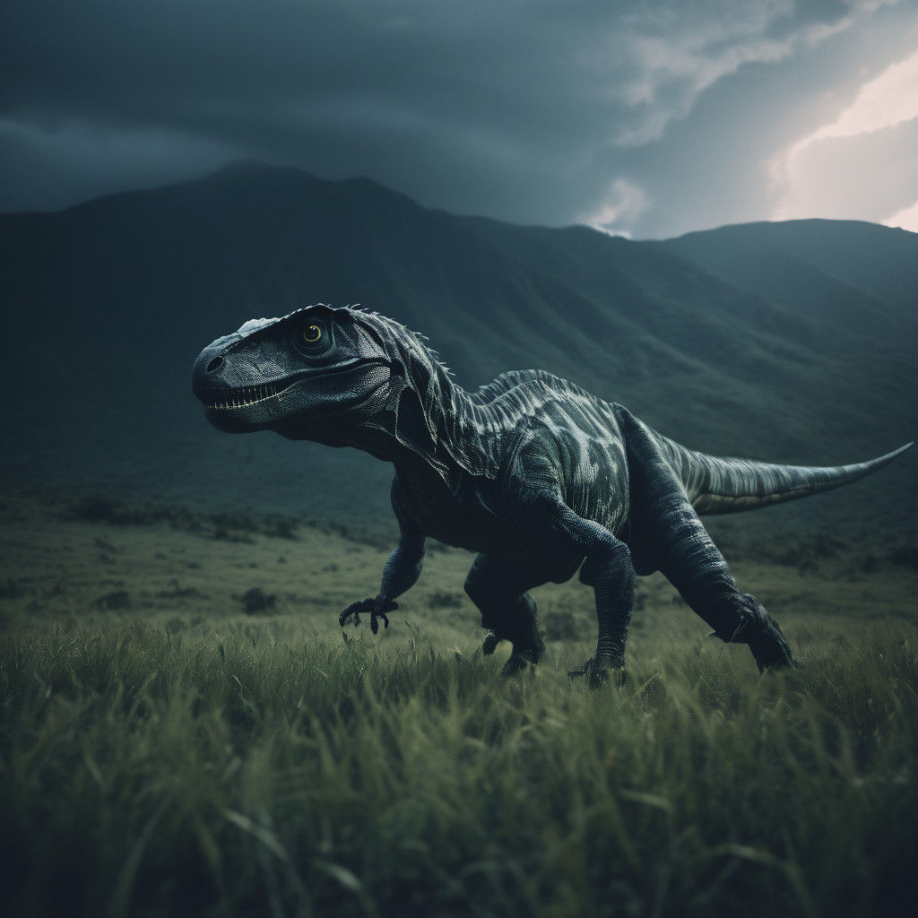 Raptor on the loose - Stunning Cinematic Film Still of a Ma...
