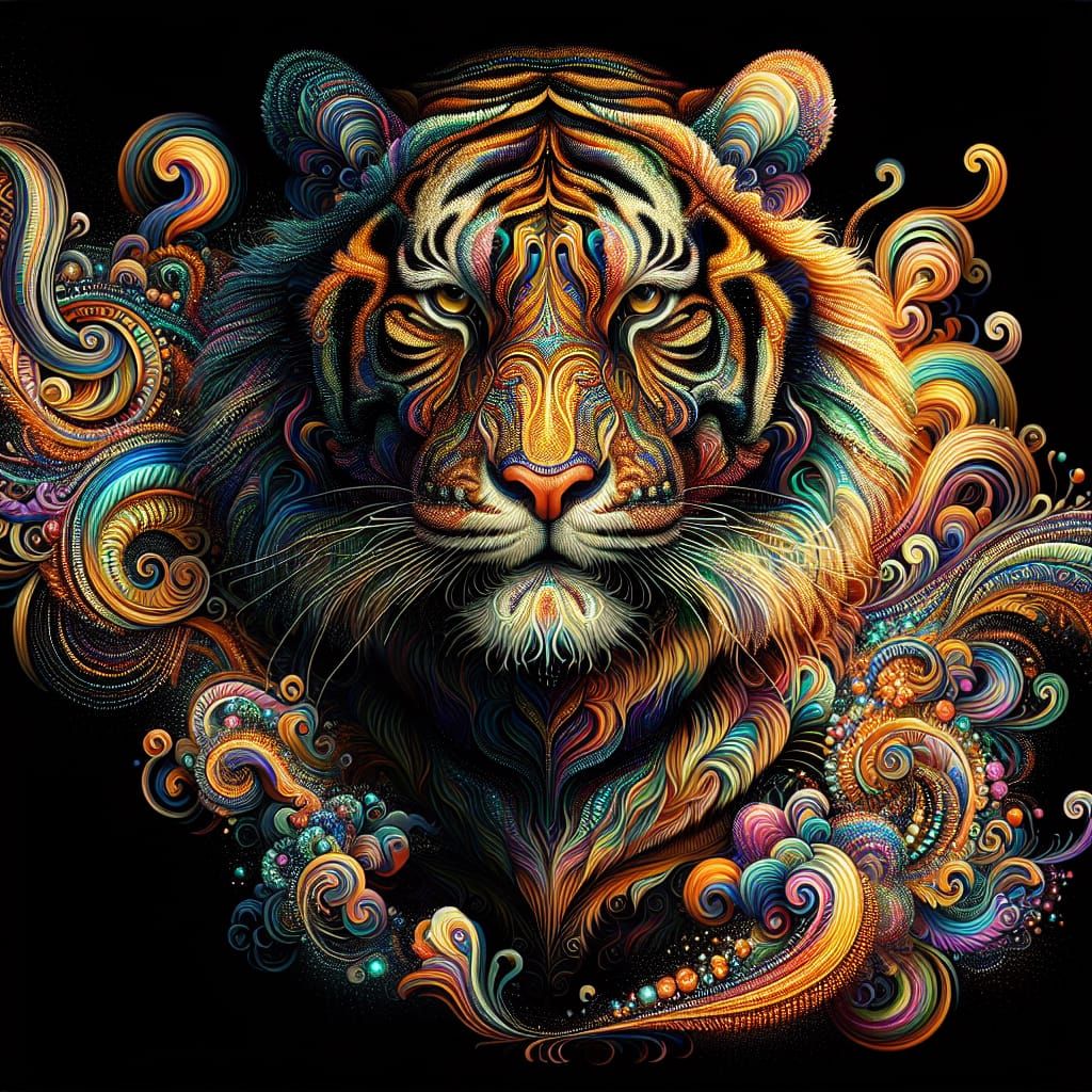 psychedelic tiger - AI Generated Artwork - NightCafe Creator