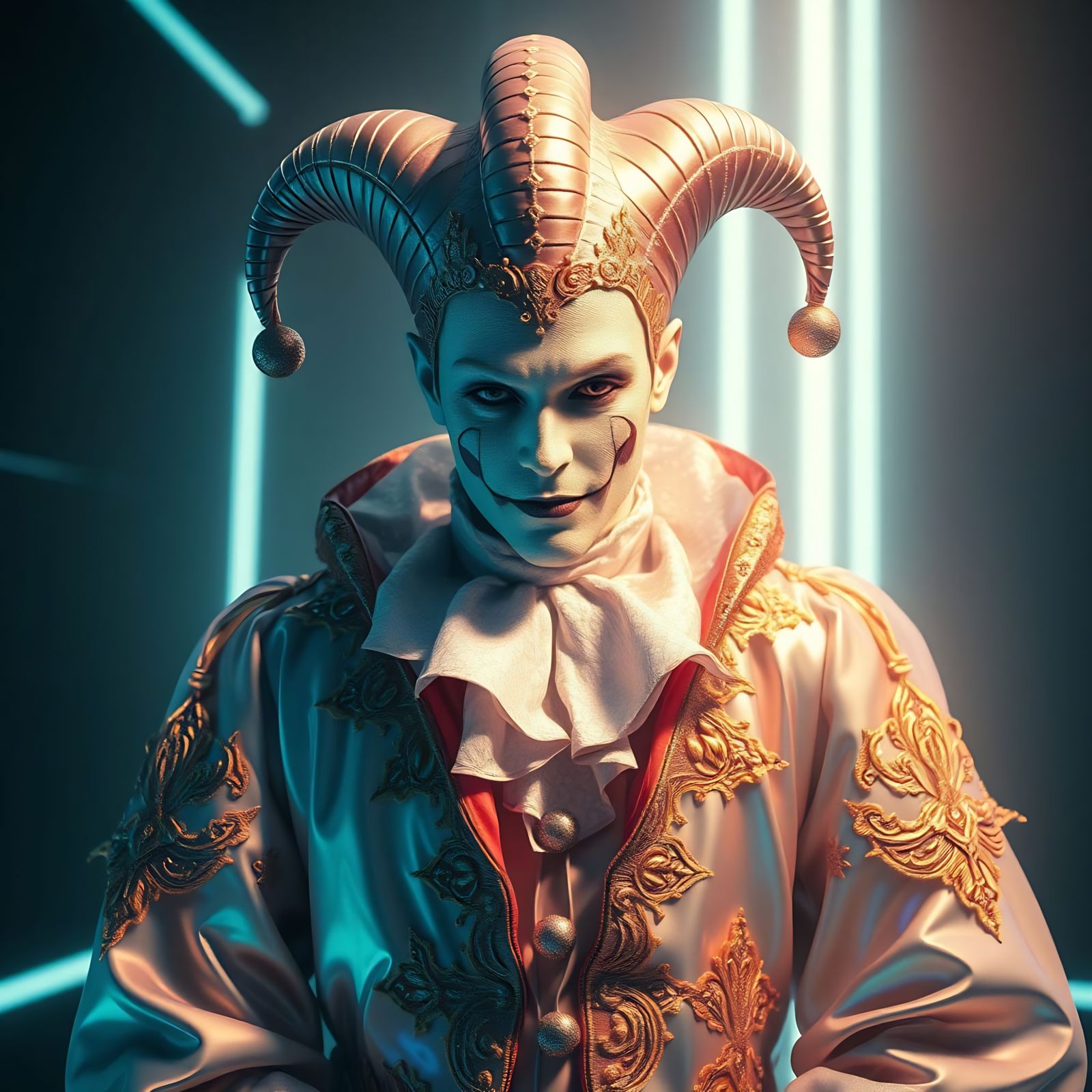 The Court Jester - Surreal Holographic Court Jester in Shimm...