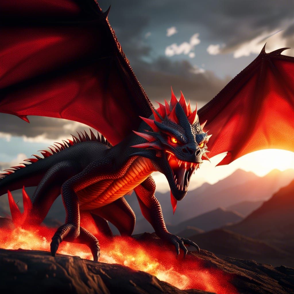 Black-red Fire Dragon - AI Generated Artwork - NightCafe Creator