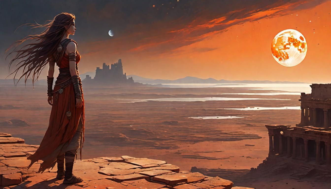 Alien Ruins and Alien Moons 0002 - AI Generated Artwork - NightCafe Creator