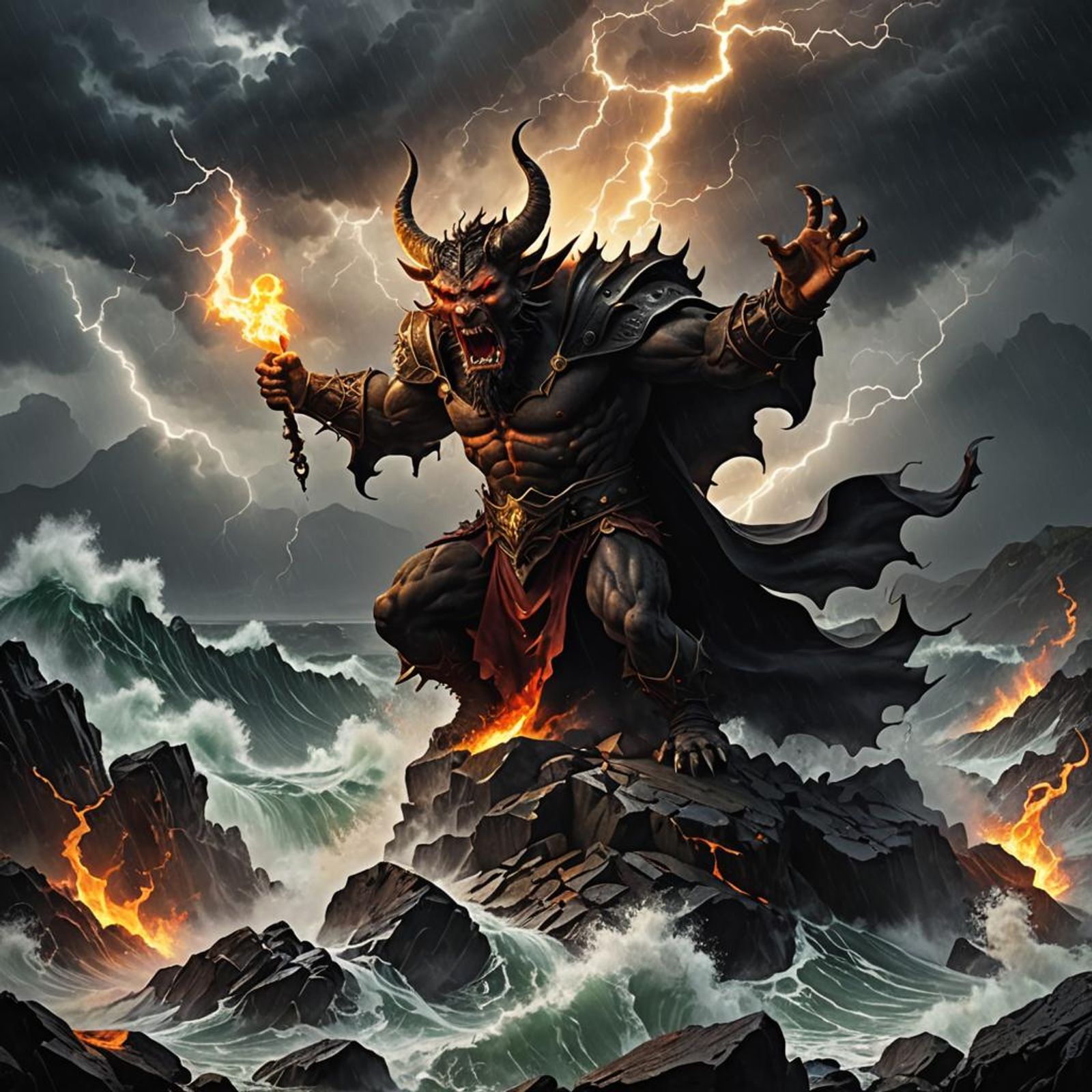 Beast from Hell summoning a storm - AI Generated Artwork - NightCafe ...