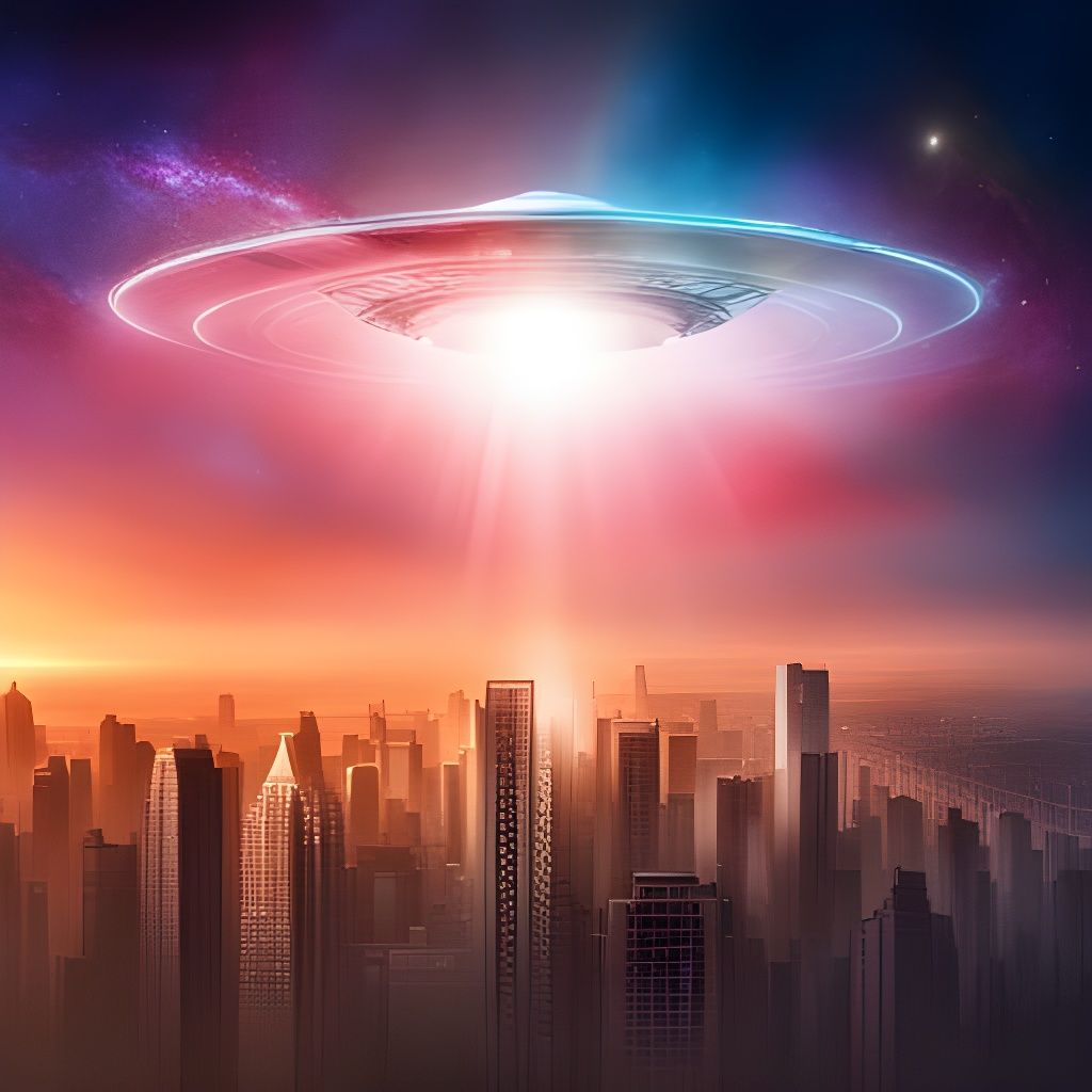 Bright UFO Cityscape - AI Generated Artwork - NightCafe Creator