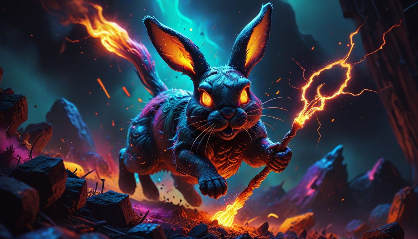 Burrow deep Where shadows reign Gnashing teeth The cosmic pain Doom Bunny leaps The void unfolds ...