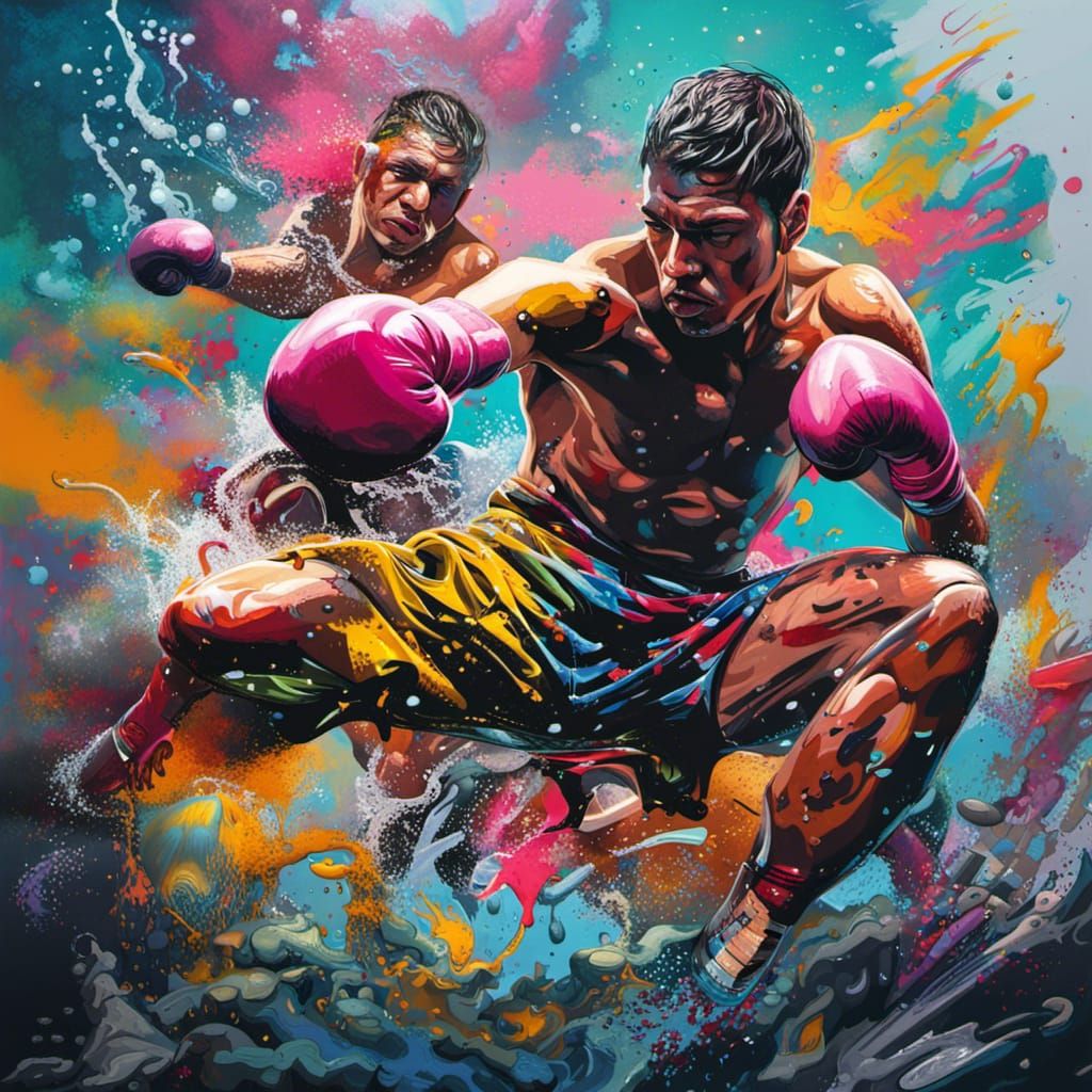 Kick boxing under water - AI Generated Artwork - NightCafe Creator