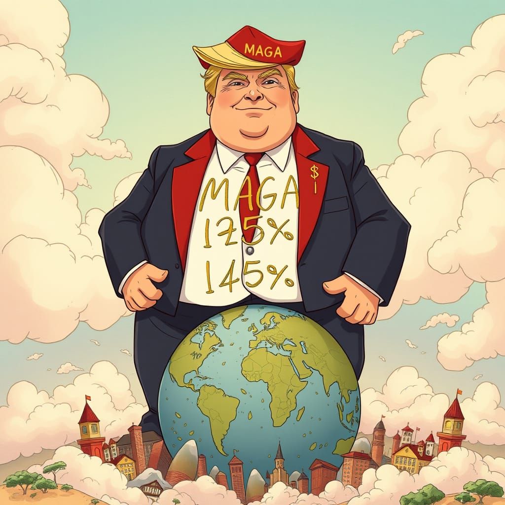 Studio Ghibli-Inspired Donald Trump Crushes Globe ... - AI Art