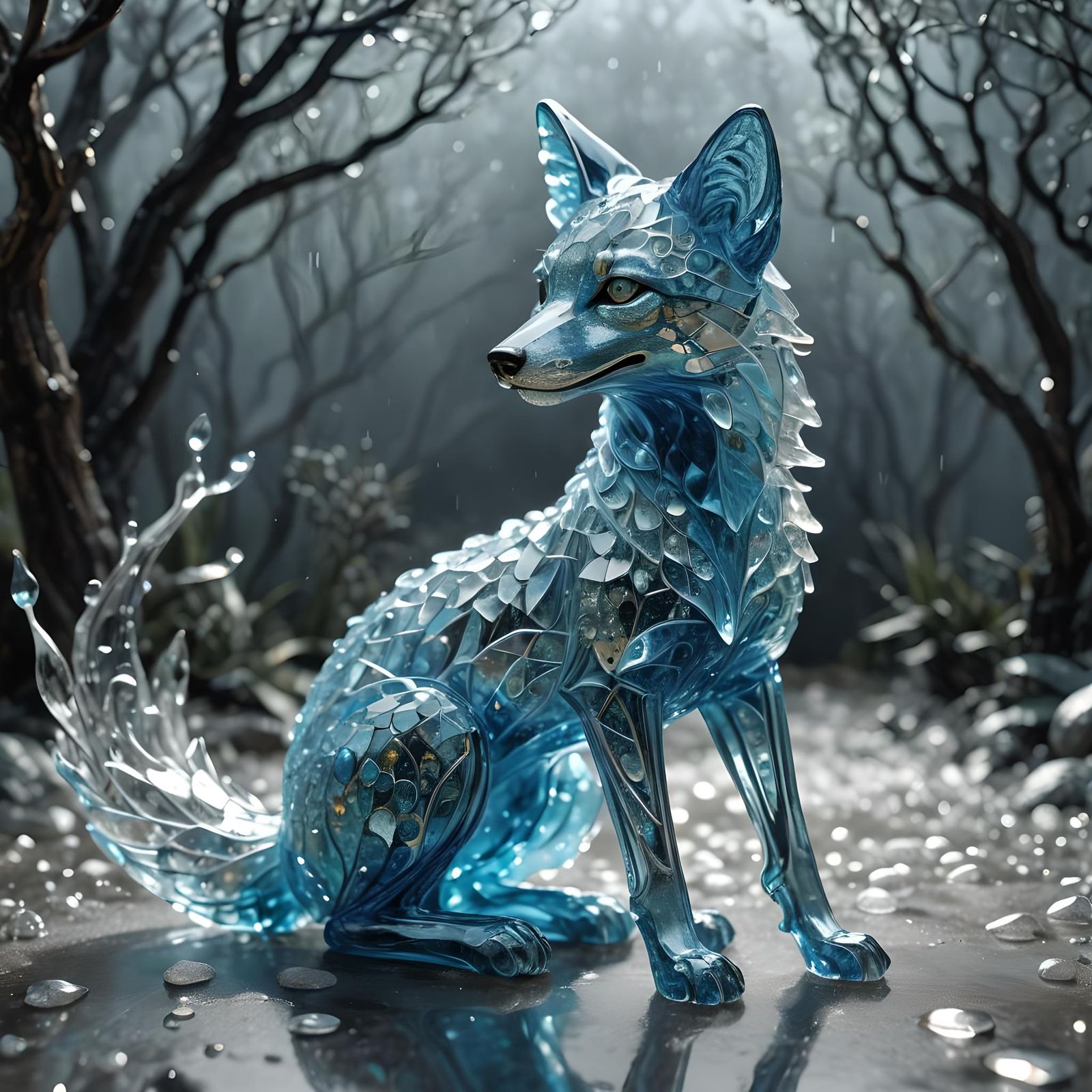 Topaz crystal fox. - AI Generated Artwork - NightCafe Creator
