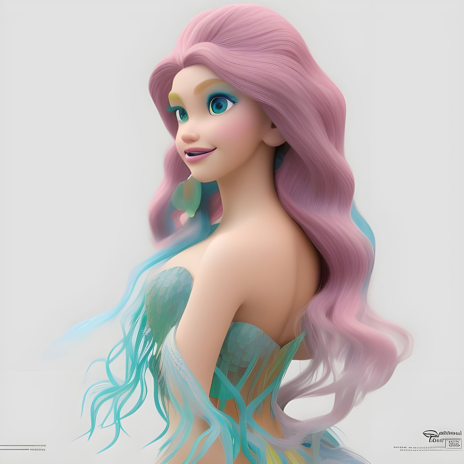 A portrait of a young mermaid, draft Pixar, Disney, concept art, 3d ...